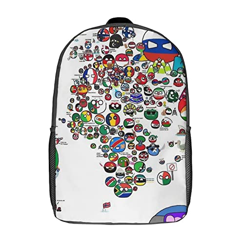 Woidxzxza Countryball Polandball World Map School Backpacks Large Capacity Travel Bag Book Bags Sports Daypack for Girls Boys