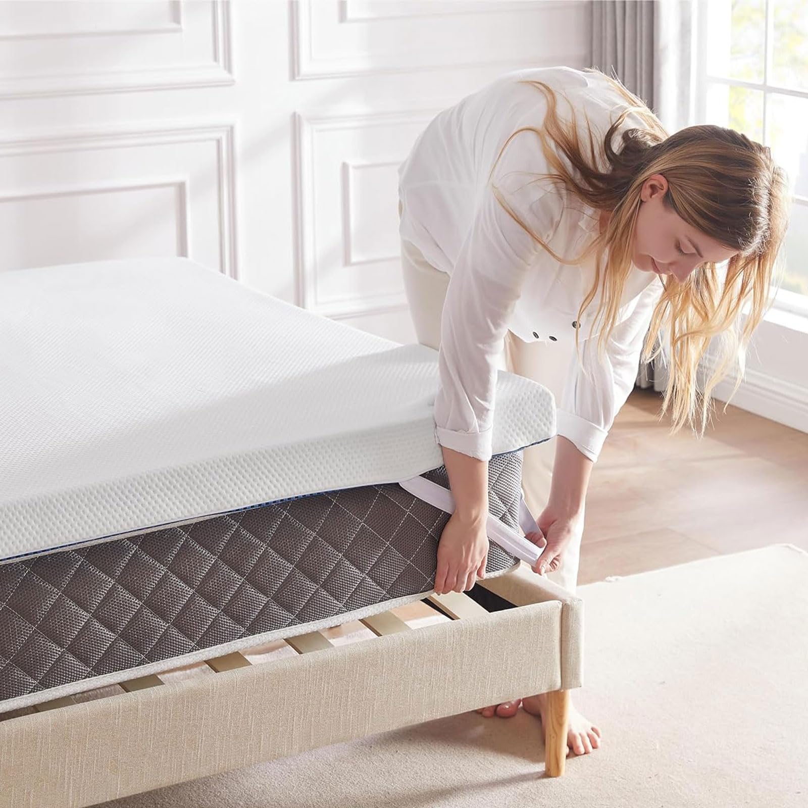 WAVV Gel Memory Foam Mattress Topper Cooling Mattress Pad Bed Medium Support,with Removable and Washable Cover,CertiPUR-US Certified (King Size-4Inch)