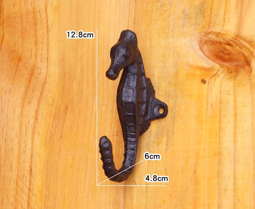 VERENIX 1pcs Cast Iron Sea Horse Hook Wall Mount Metal Figurine Art Sculpture Home Decoration