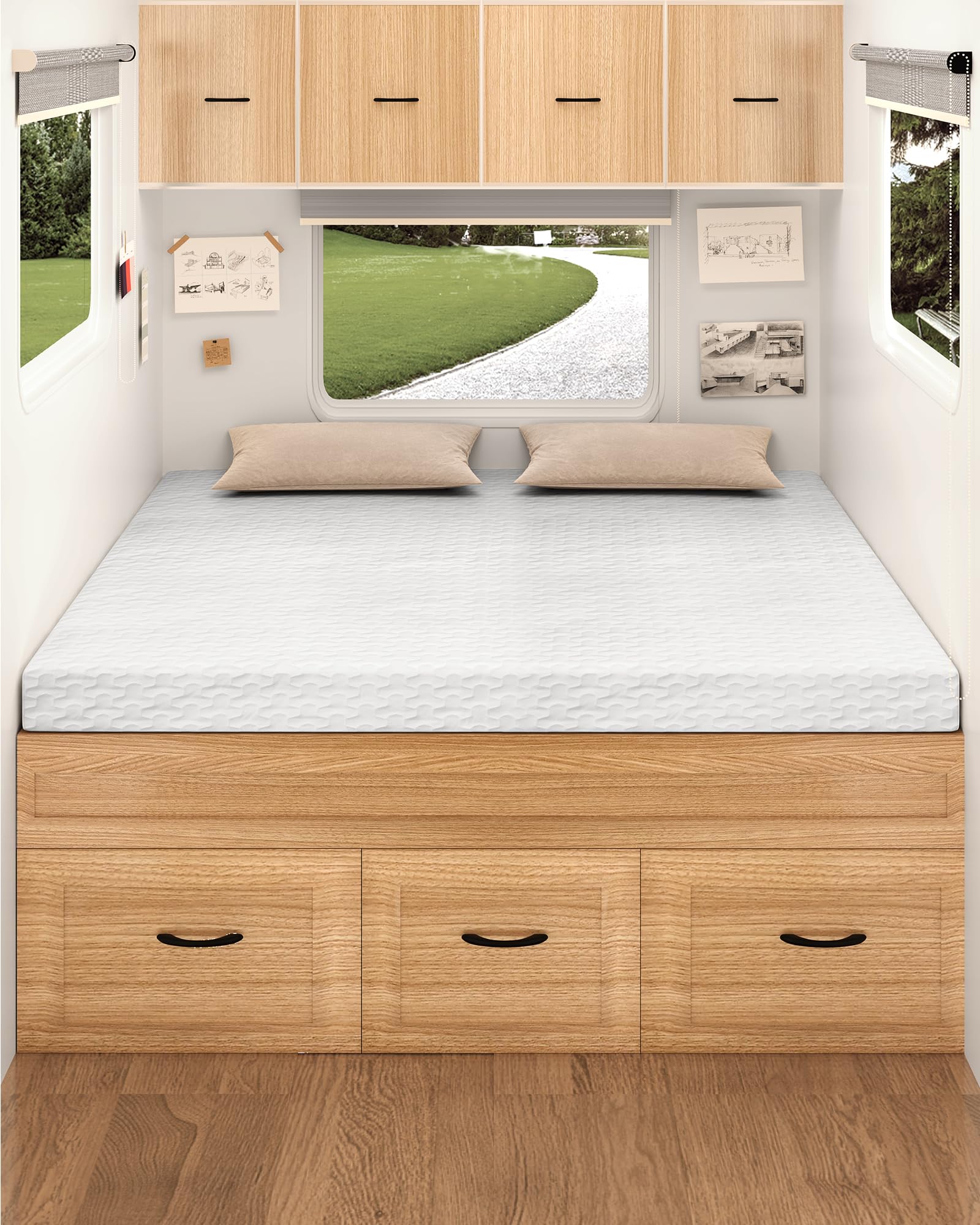 Slumbrae 4" [RV King] Memory Foam Mattress Topper for RV with Ultra Soft Cover, CertiPUR-US Certified, 72"*80"