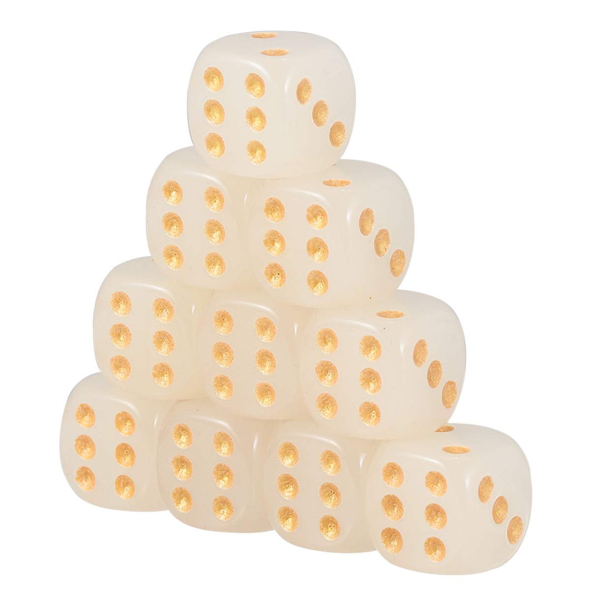 NUOBESTY 10Pcs 16mm D6 Glow in The Dark Dices Six Sided Luminous Dices Luminary Round Corner Dice Blocks