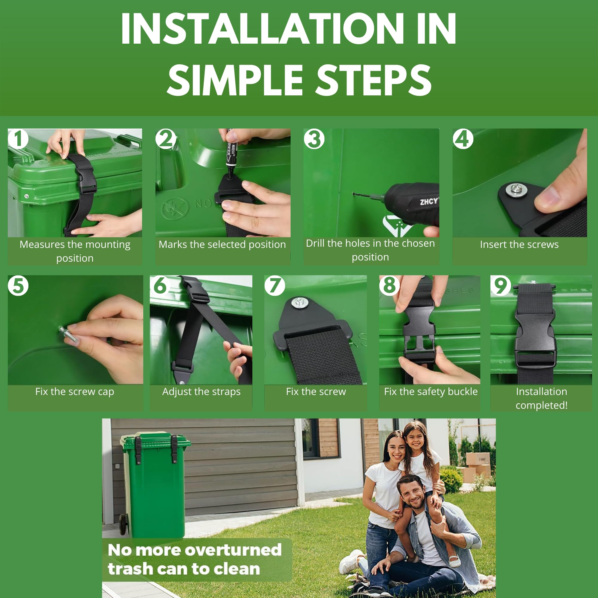 Trash Can Lock Lid - Bear Proof Trash Can - Trash Can Lock For Animals - Outdoor Trash Can With Locking Lid | Safe To Bears, Raccoons, Squirrels| Includes Deodorant Pack To Eliminate Odors
