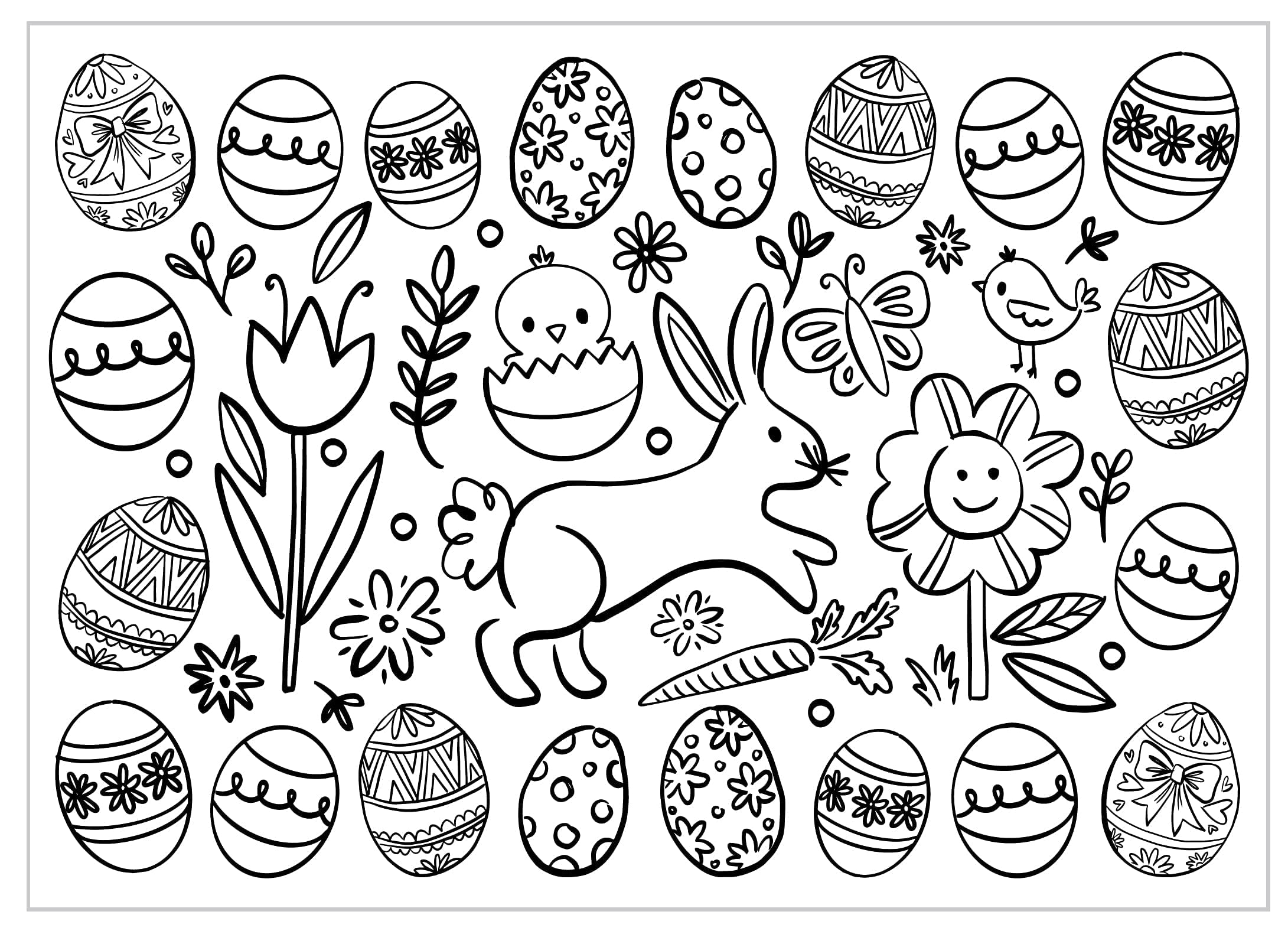 Iconikal Color-Your-Own 2-Sided Reversible Disposable Paper Place Mats, 14 x 10-inches, Easter, 22-Count