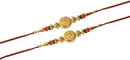 TheNext7 OM Rakhi for Brothers, Om Design Rakhi Thread Raksha Bandhan Gift for Your Brother Vary Color and Multi Design - Set of 2