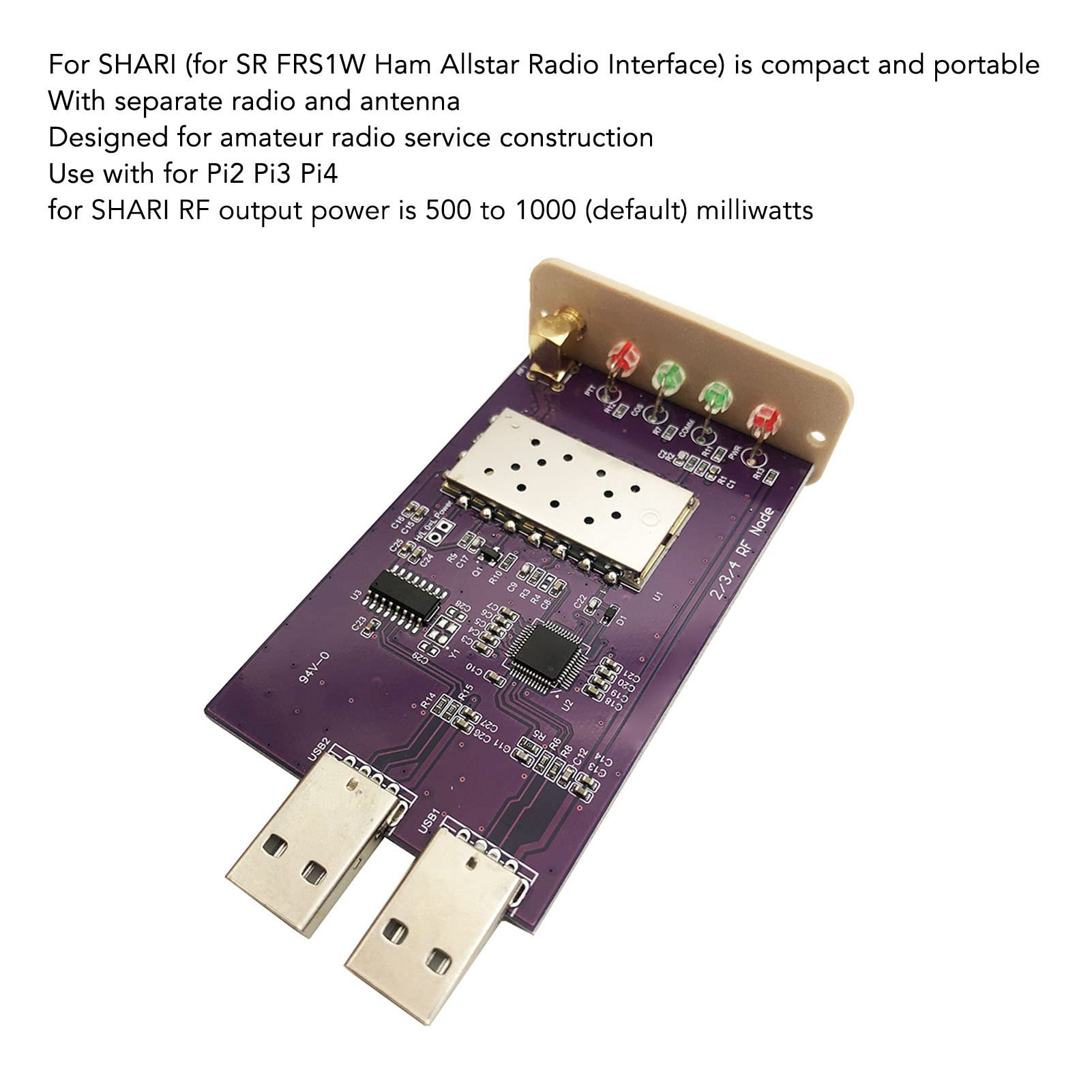 Radio Interface Module, for RPi2 for RPi3 for RPi4 Portable Radio Embedded Module for Ham Allstar UHF Frequency Range 420‑450MHz Module Metal Shell