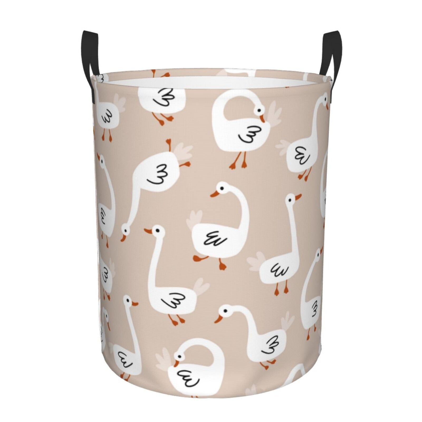Pevtufa White Goose Foldable Laundry Basket Organizer,Fabric Clothes Toy Storage Basket Nursery Hamper Storage Bin For Household Bedroom, Bathroom, College Dorm-Small