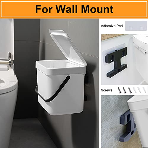 Yatmung Kitchen Garbage Can with Lid, Under Sink Trash Can with Lid Small Bathroom Trash Can for Bedroom/Bathroom Compost Bucket for Kitchen, 1.8 Gal(White)