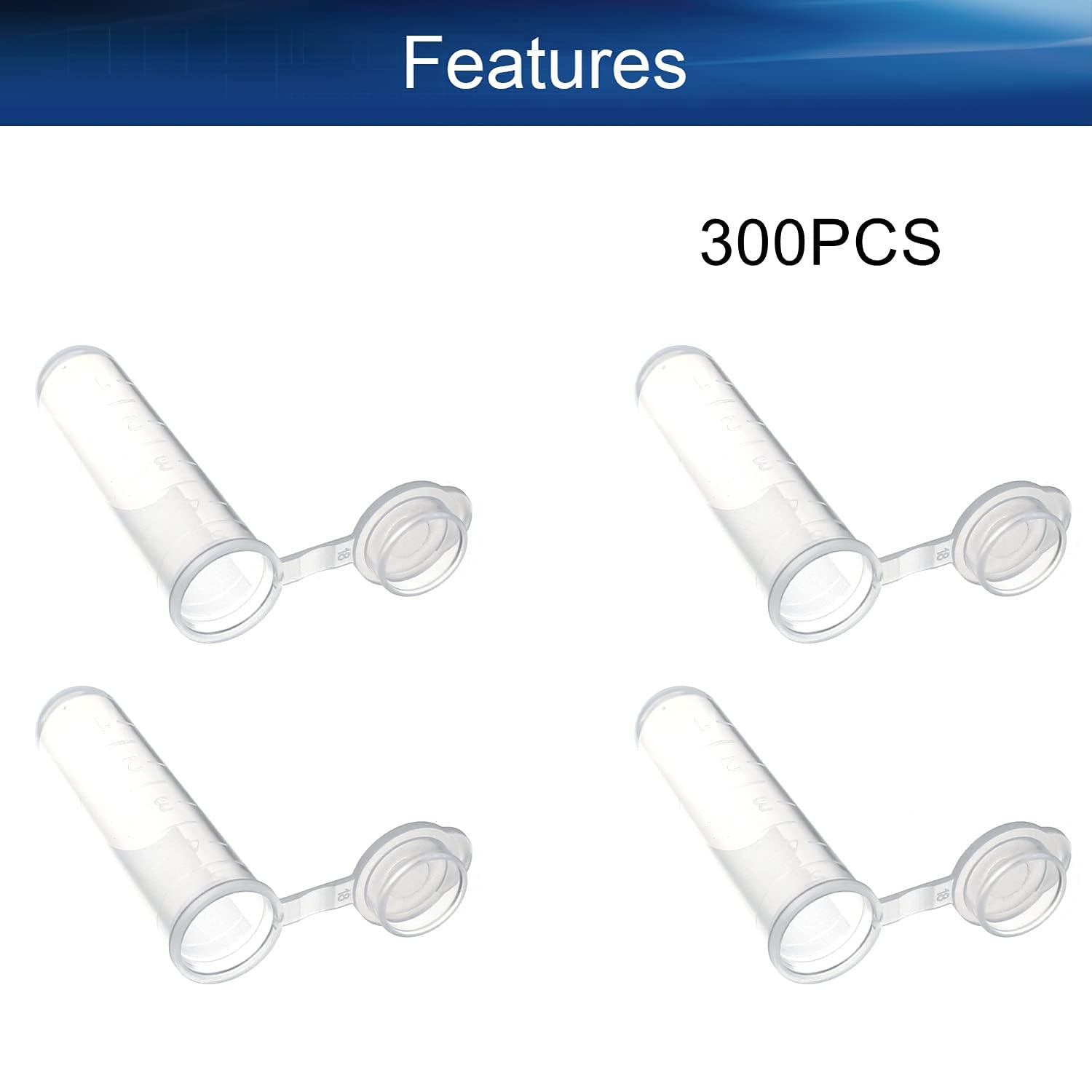 zoomto 5ml Microcentrifuge Tubes 300PCS,Centrifuge Tubes with Attached Lid,Clear Round Micro Centrifuge Small Sample Bottle Vials Container for Lab,Plastic Lab Snap Tubes,Clear Graduation,Bag Pack