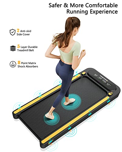 TIMETOOK Under Desk Treadmill, 2.25HP Treadmill with 265lb Weight Capacity, Portable Walking Pad Design for Home Office with IR Remote Control