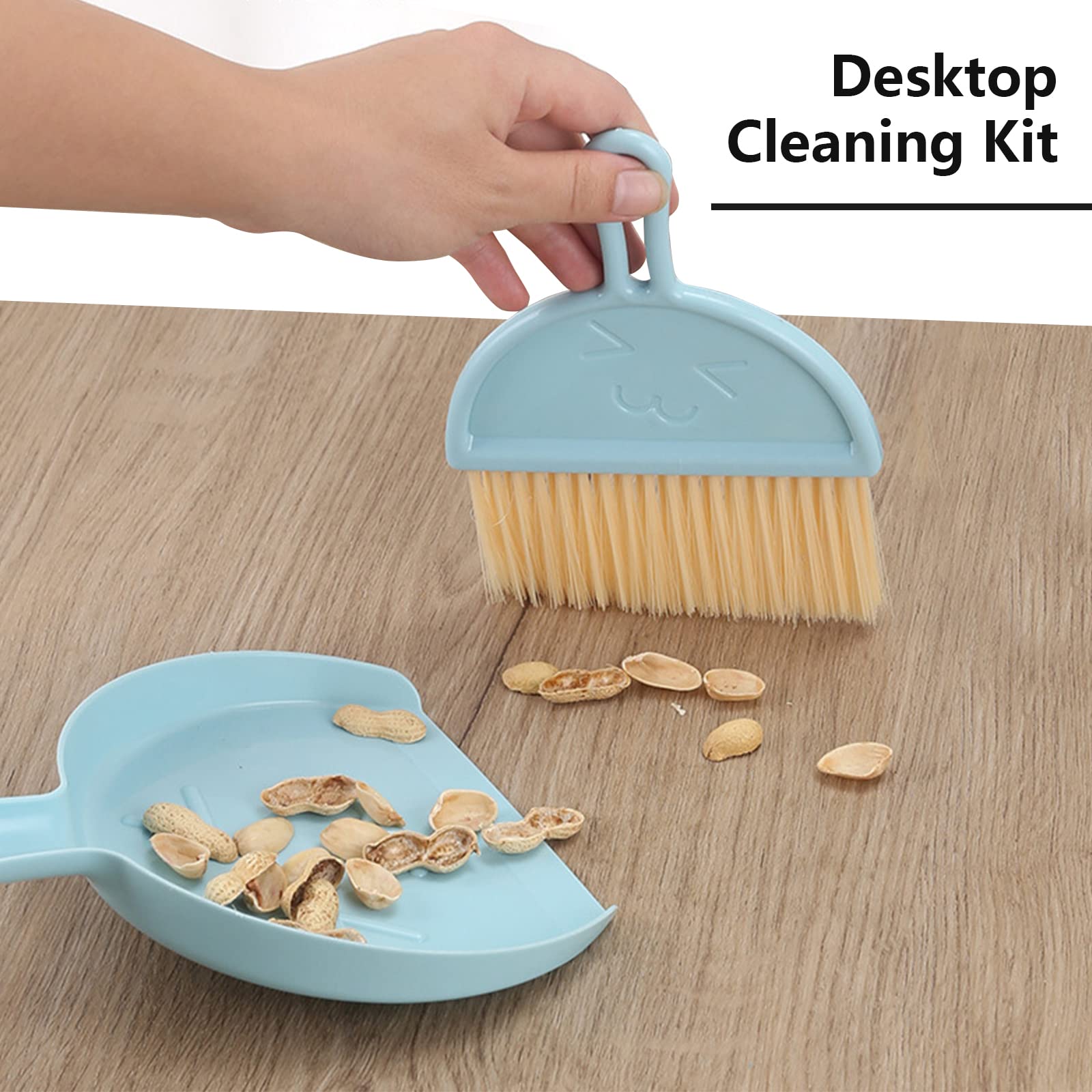 Small 3 Pack Broom and Dustpan Set Mini Handable Keyboard Countertop Table Cleaning Necessities