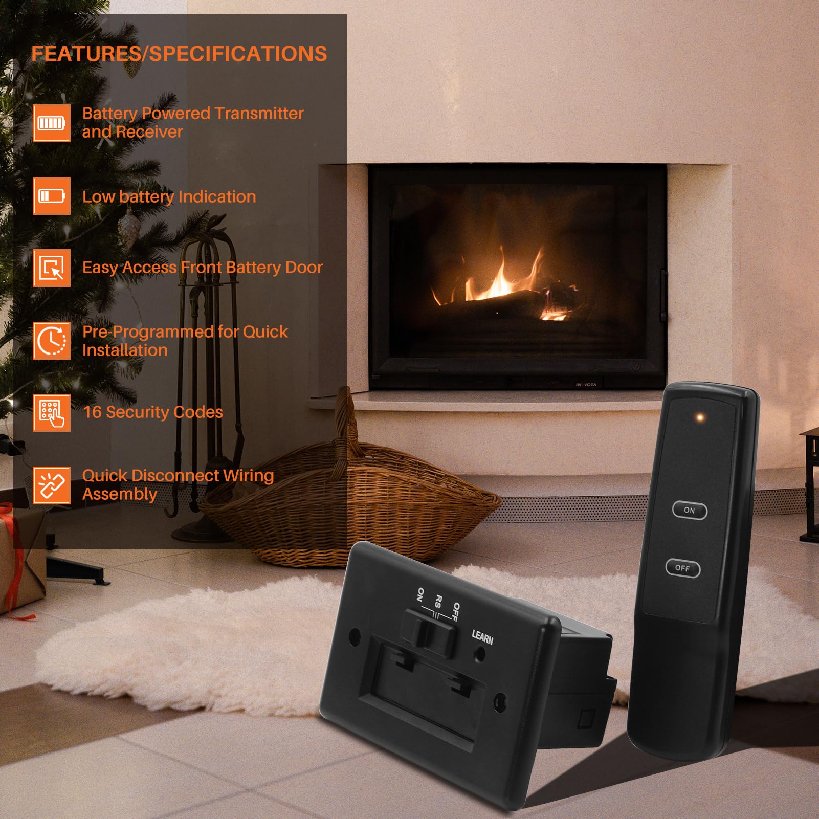 WOFUNPART Gas Fireplace Remote Control Kit, for Millivolt Valve Appliance, for skytech, Ambient, Majestic Fireplace and More, 5 Year Warranty