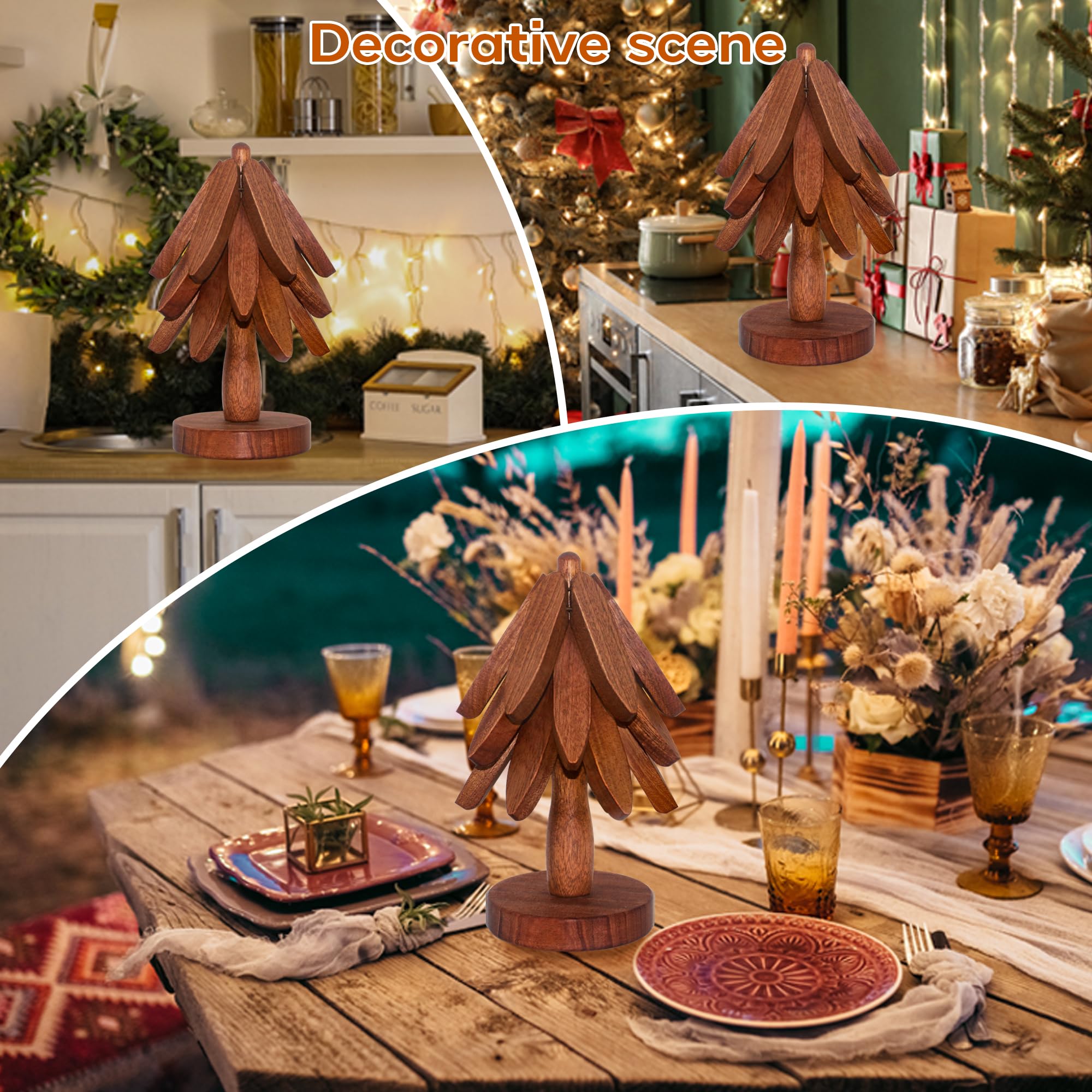 Tree Coasters, Wooden Trivets for Hot Dishes - Set of 3 for Easy Storage - Suited for Hots/Pans/Bowl/Teapot/Hot Holders - Multifunctional Ornaments