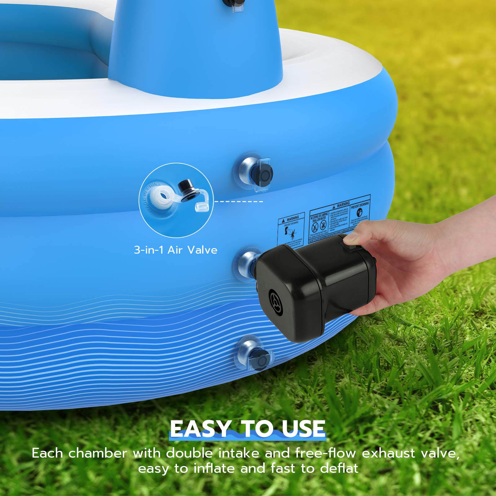 QPAU Inflatable Swimming Pool, Blow Up Pool,Inflatable Pool with Basketball Hoop Family Pool for Kids, Adults, Outdoor, Backyard, Pool Party