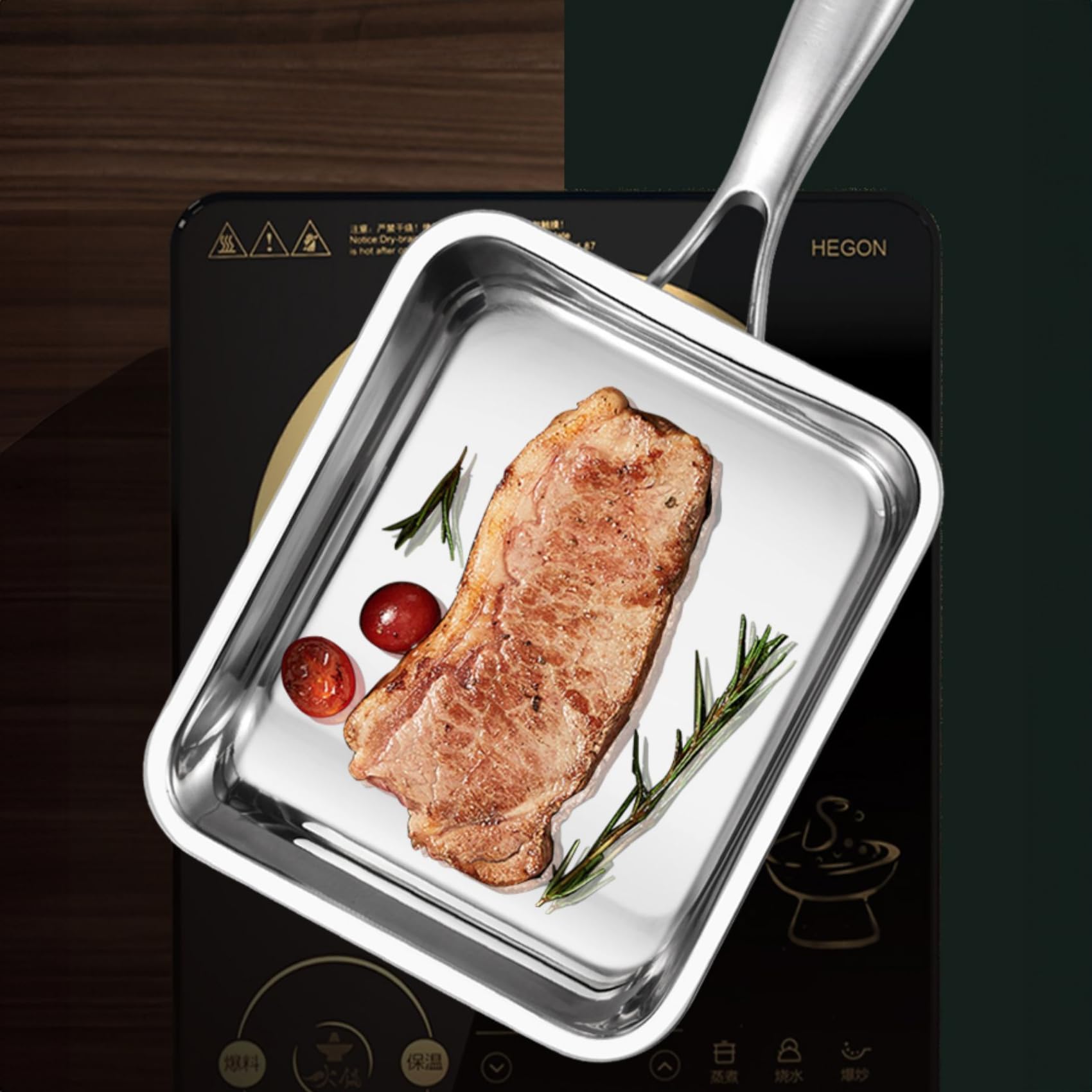 SSYSHANGSYA Japanese Omelette Pan - Tamagoyaki Nonstick Pan - Square Pan - Egg Roll Pan - Rectangle Frying Pan - Small Frying Egg Pan, Cooktop Safe, 7.5 x 6.3 inch (Stainless Steel)