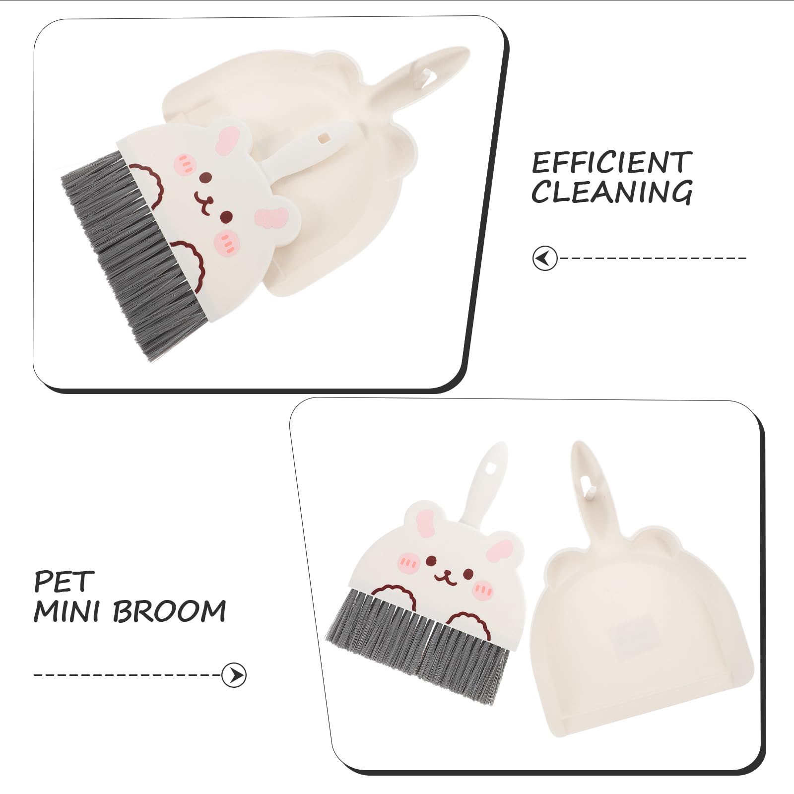 VOSAREA Mini Dustpan and Brush Set Small Broom and Dustpan Cleaning Set Hand Whisk Broom Set Portable Table Top Brush Set Dining Table Crumb Sweeper Cleaning Tools for Office White