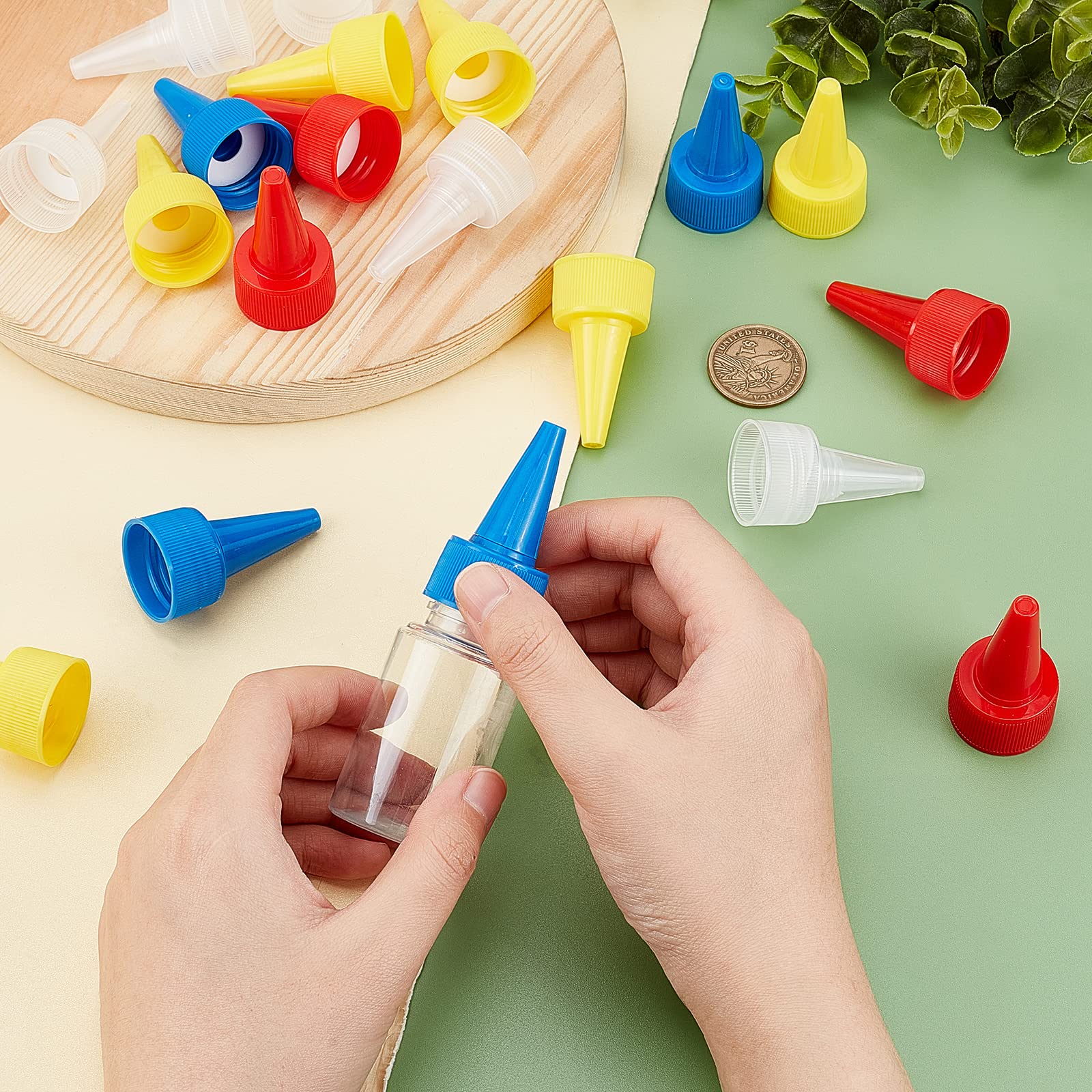 PH PandaHall 40pcs 24/410 Twist Caps Squeeze Bottle Cap Finish Plastic Bottle Caps Dispensing Cap Replacement Caps for Yorker Squeeze Bottles Glue Bottles, Neck Diameter: 26.5mm