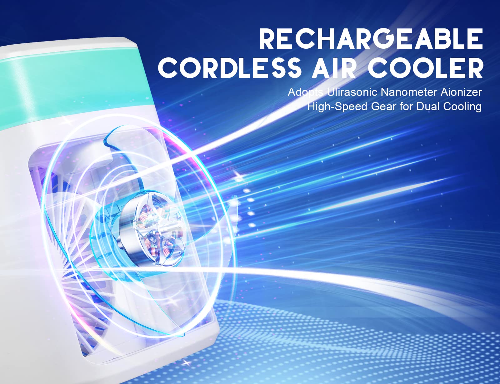 Portable Air Conditioners, Evaporative Personal Air Conditioner Cooling Fan with 3 Powerful Wind Speed & Cool Mist, Mini Air Conditioner with Aroma Diffuser,Quiet AC Air Cooler for Car Bedroom Camping