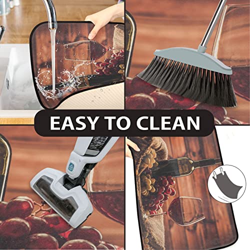 Kitchen Mat Red Wine Kitchen Floor Mat Cushioned Anti-Fatigue Kitchen Rug Fruit Grape Non-Slip Kitchen Rugs and Mats Comfort Mat for Kitchen, Floor Home, Office, Sink, Laundry