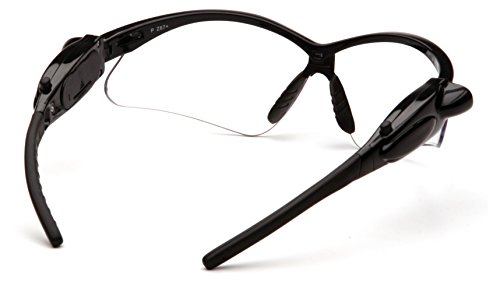Pyramex PMXTREME Safety Glasses, Black Frame / Clear Anti-Fog Lens (NO CORD), LED Temples