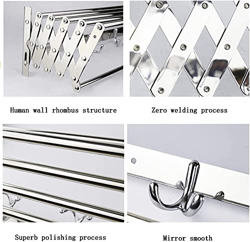 YEIRNTP Wall Mounted Clothes Drying Rack, Easy to Install Indoor Outdoor Stainless Steel Accordion Retractable Bathroom Clothes Airer Clothes Drying Racks (Size : 80cm)