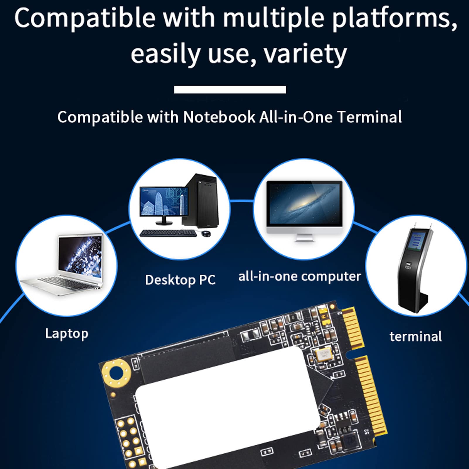Septpenta 512GB Msata SSD, 465M/S Respond Quickly Stable Transmission 512GB Desktop SSD, Plug and Play for SATA3, M.SATA, M.2 SATA Interface Deveces for Desktop Laptop Terminal