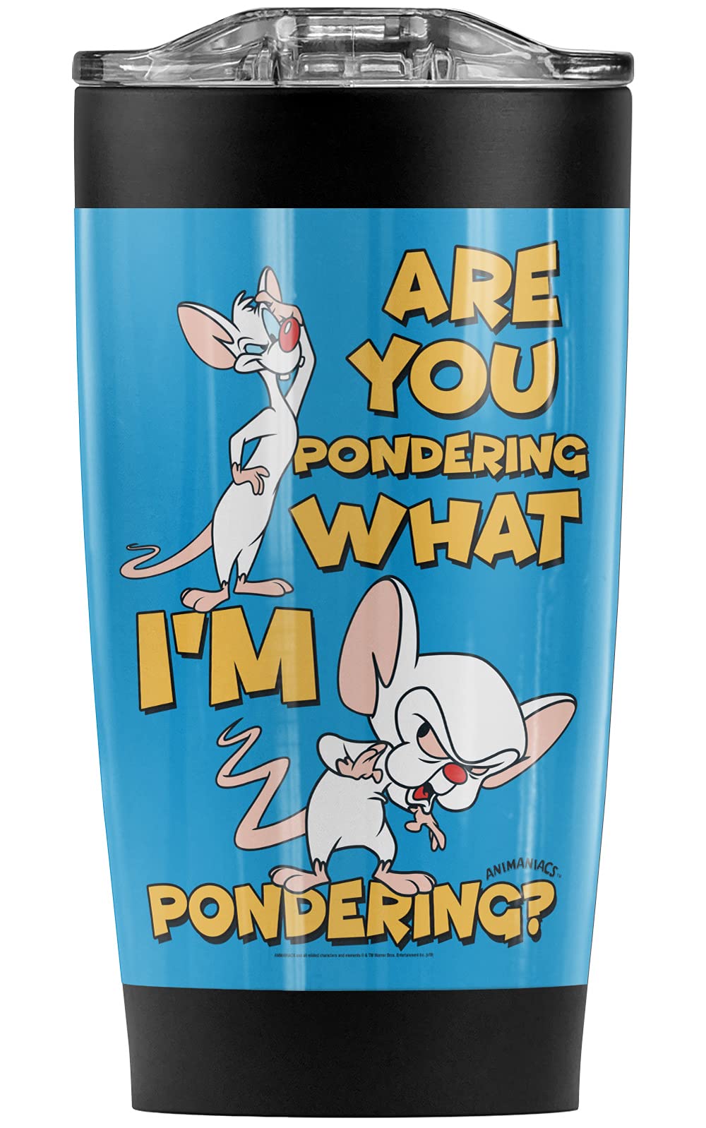 Logovision Pinky and the Brain Brain Pondering Stainless Steel Tumbler 20 oz Coffee Travel Mug/Cup, Vacuum Insulated & Double Wall with Leakproof Sliding Lid | Great for Hot Drinks and Cold Beverages