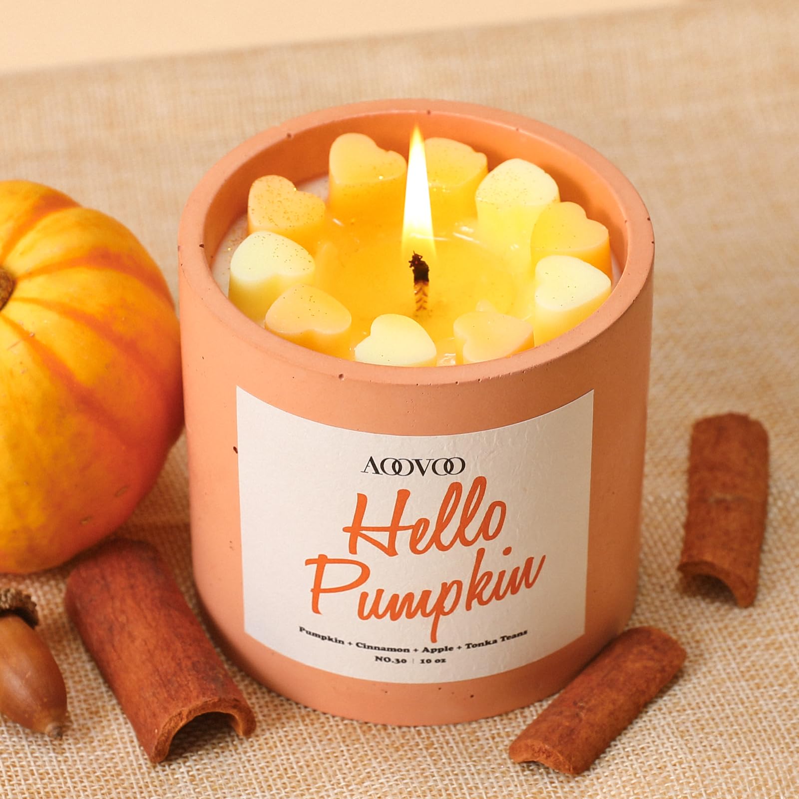 Pumpkin Spice Candle - Fall Candles, Thanksgiving Decorations, Scented Candles, Autumn Decor, Soy Candles for Home, 10 oz Seasonal Handmade Candle