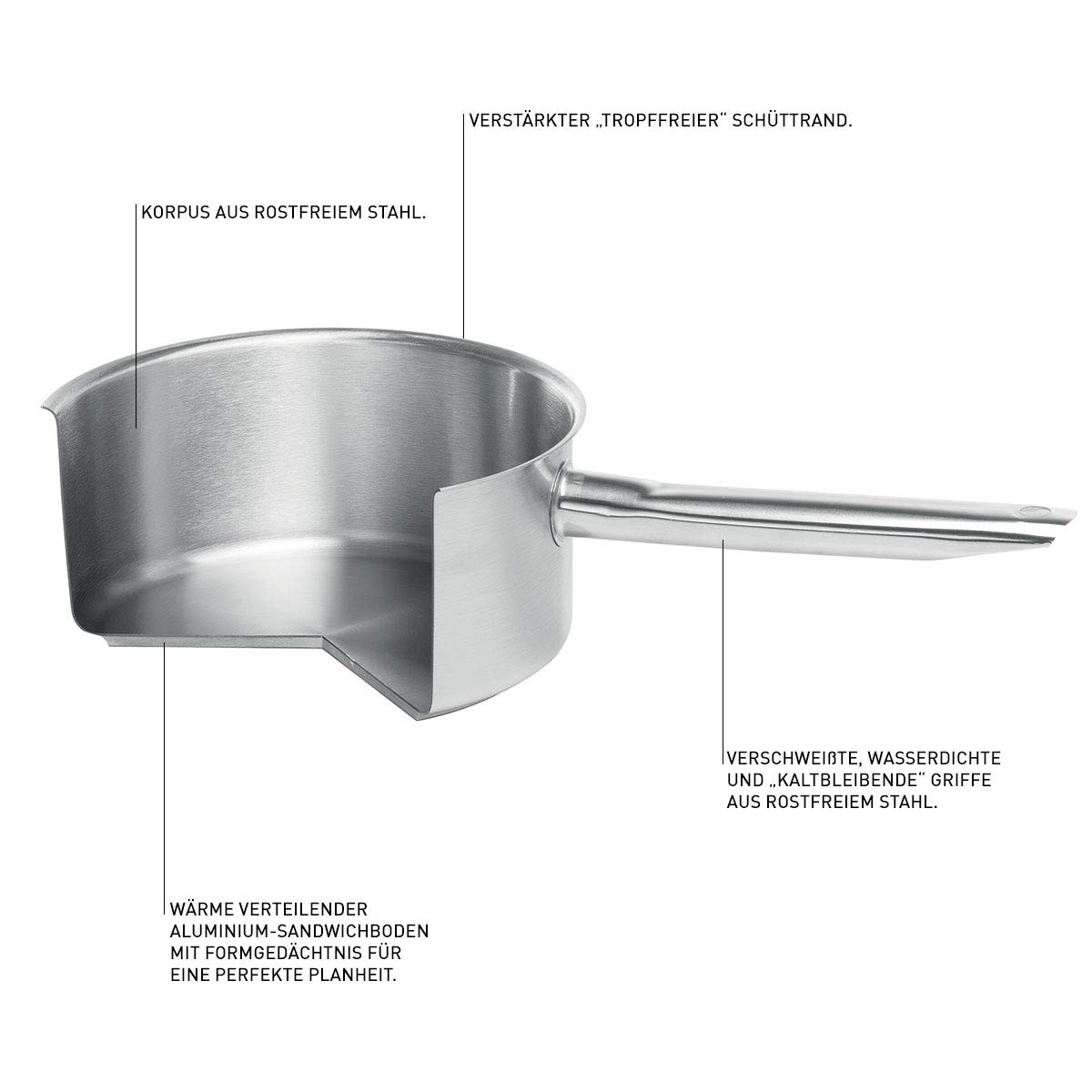 Matfer Bourgeat Excellence Sauce Pan without Lid, 7 7/8-Inch, Gray