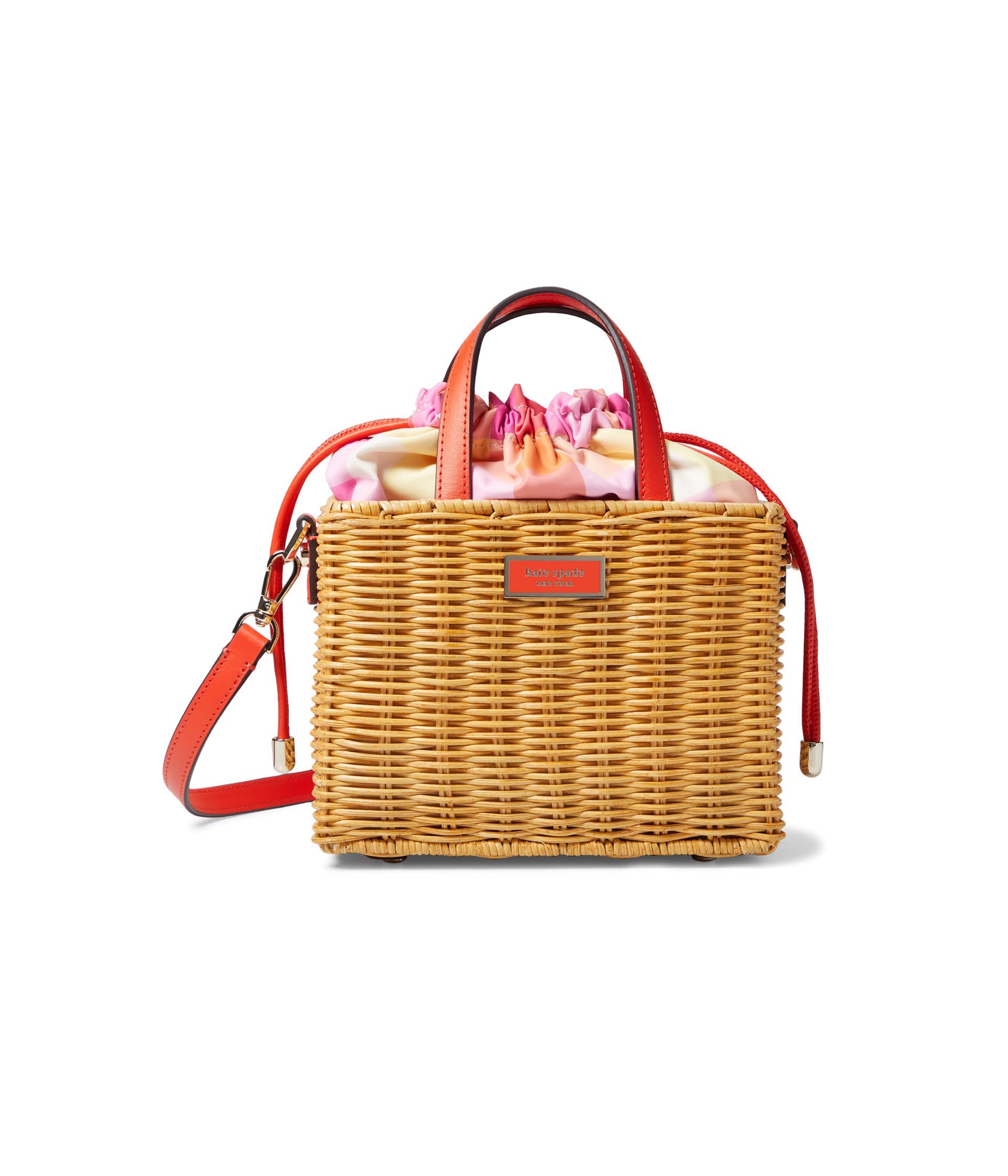 Kate Spade New York Sam Wicker Madras Printed Fabric Mini Satchel Pink Multi One Size