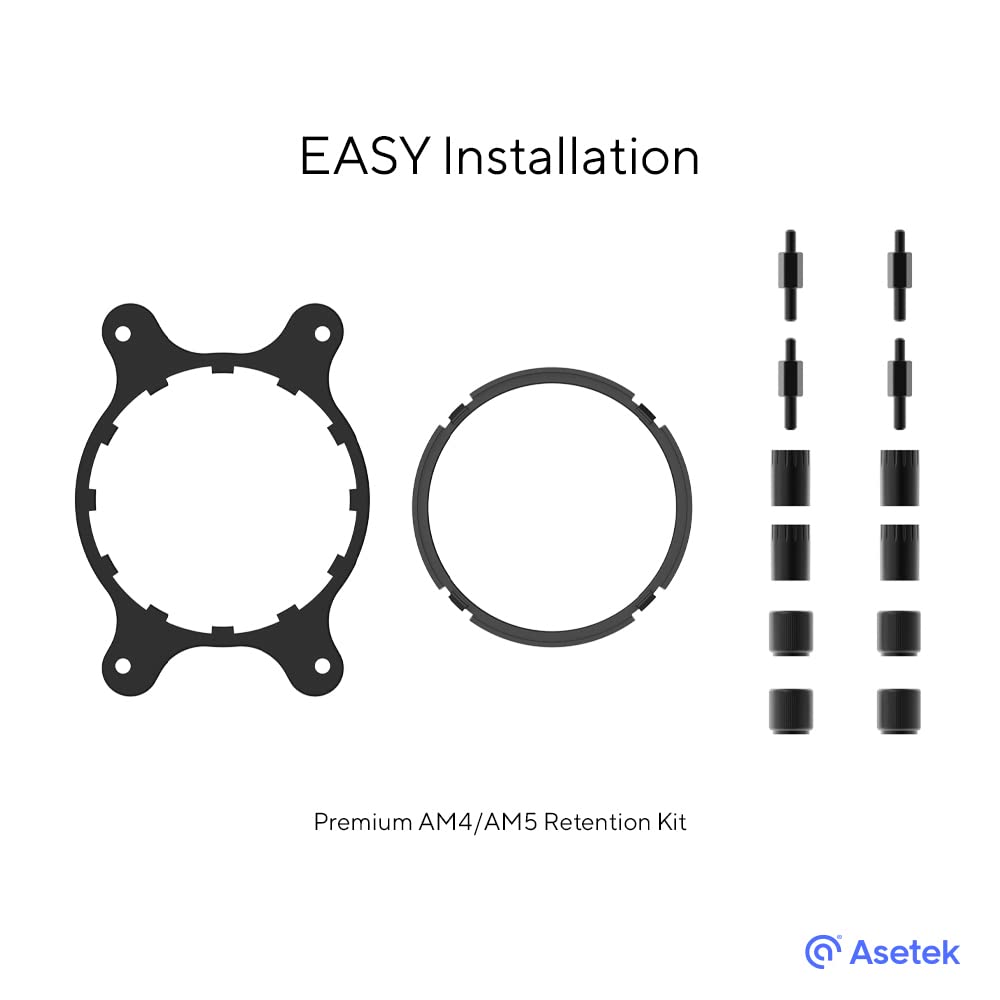 Premium AMD AM4/AM5 Retention Kit for Asetek-Based Liquid Coolers – Premium Kit with Sleek Finish Plus Easy Installation