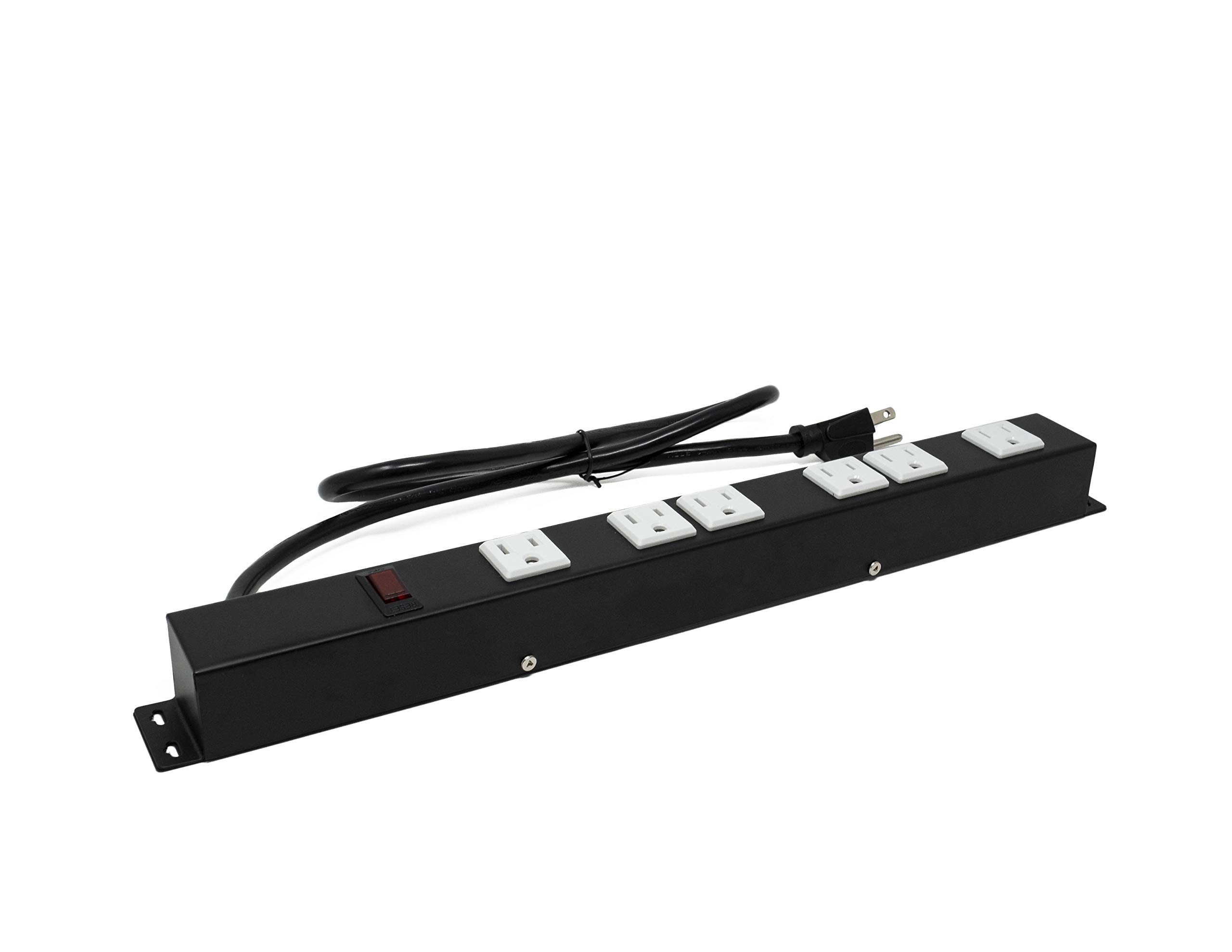 Opentron 5-Pack OT16063 Heavy Duty Metal Surge Protector Power Strip with Mounting Parts 6 White Outlets 3 Feet Power Cord