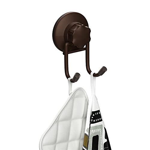SANNO Suction Cup Hooks, Shower Squeegee Holder Towel Robe Loofah Hooks Hanging Shower Hooks for Bathroom Kitchen Shower Wall, Bathroom Shower Accessories, Bronze (3 Pack)
