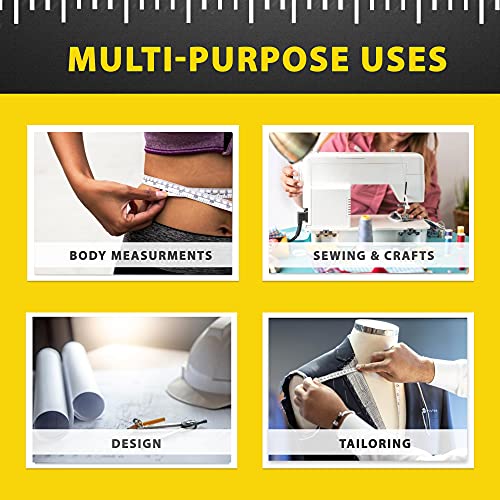 Perfect Measuring Tape All-Purpose 60 Inch Double Sided Fractional Inches and Millimeter/Centimeter Tape Measure TR-16-frac (60 inch White)