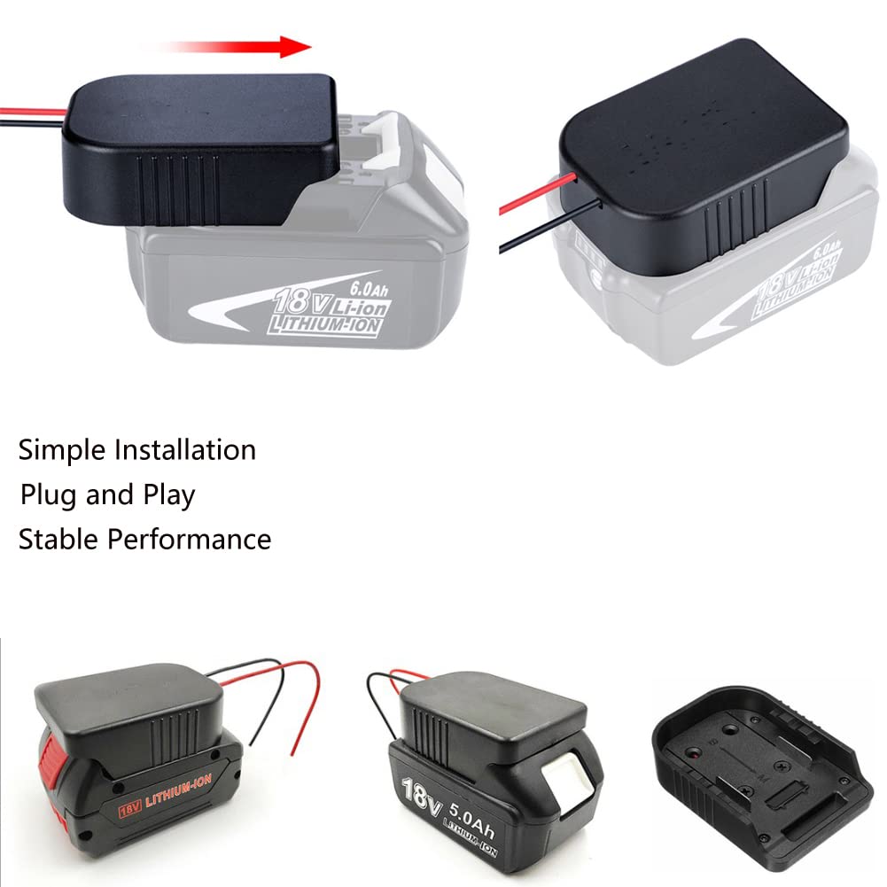 Hilitand Battery Power Mount Connector, 18V Battery Convertor with 10-inch 12-Wire Cable, Power Connector for Makita Series for Bosch Series