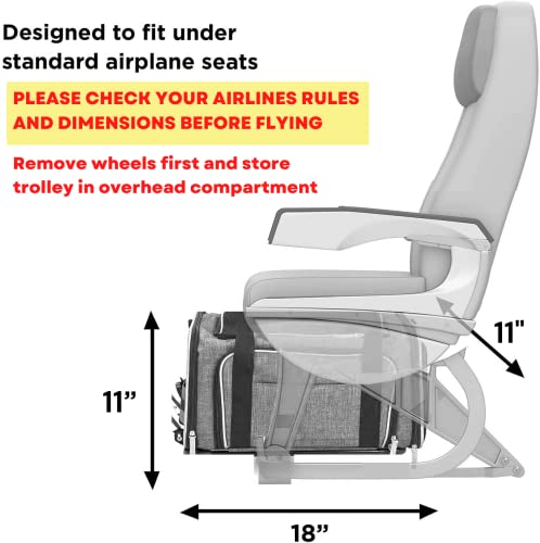 Ruff Life 101 Airline Approved Expandable Premium Pet Carrier on Wheels- Two Sided Expandable Rolling Carrier- Designed for Dogs & Cats- Extra Spacious Soft Lined Carrier! (Grey)