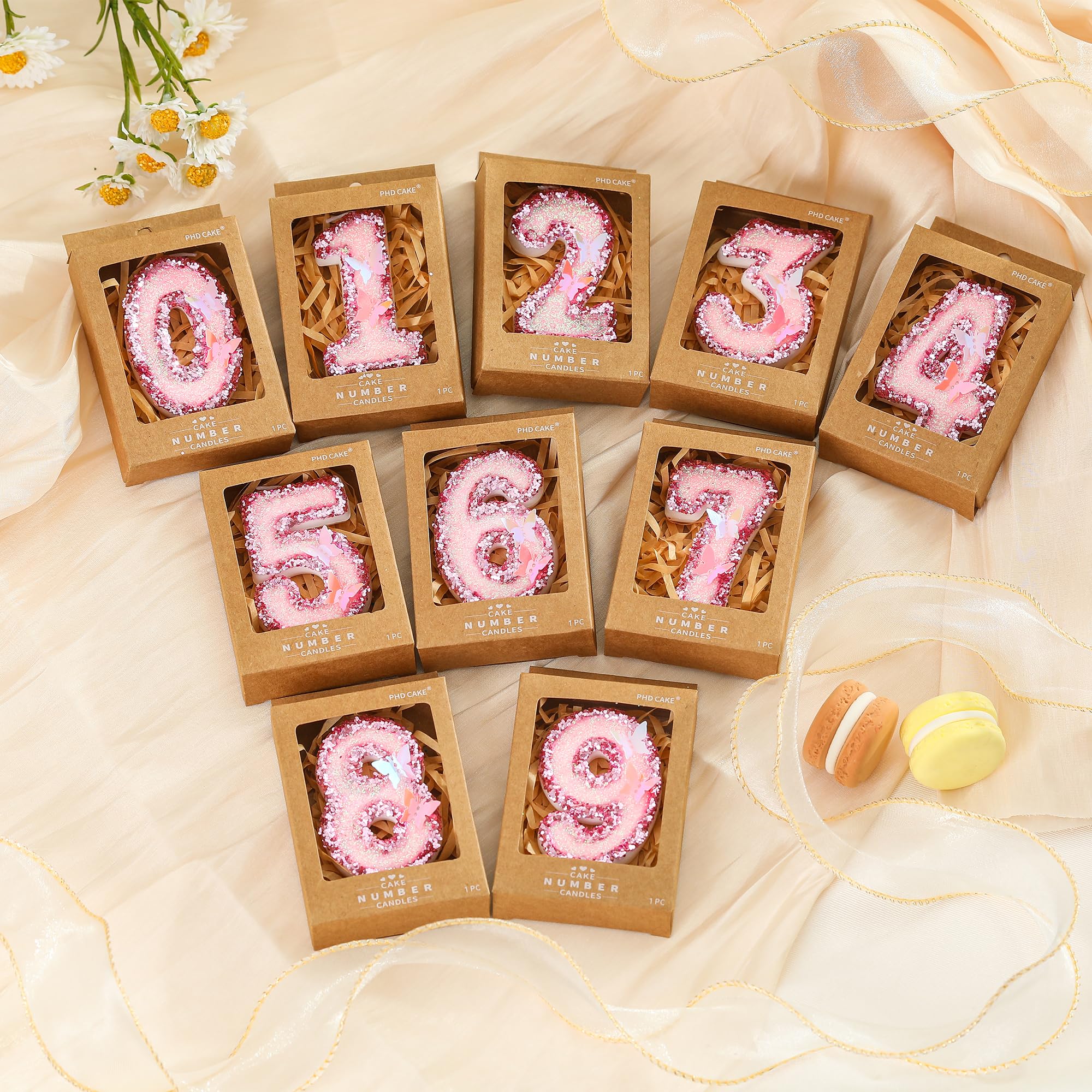 PHD CAKE 2.76 Inch Number 1 Pink Butterfly Birthday Candles, Butterfly Themed Number Candles, Cake Number Candles, Party Celebration