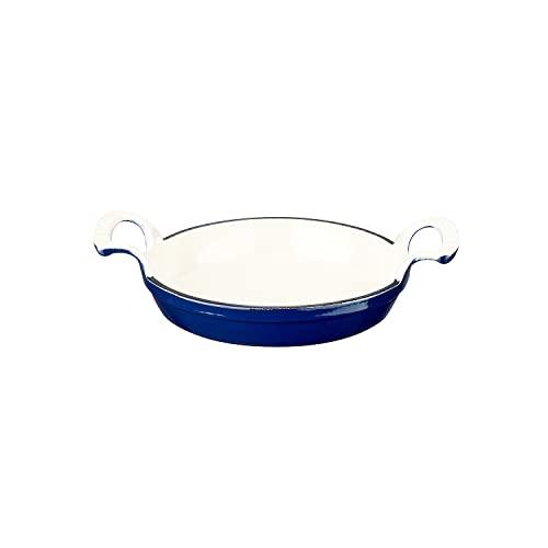 Lava Enameled Cast Iron Mini Ceramic Frying Pan - 6.3 inch Round, Oven Safe Small Cast Iron Skillet with White Ceramic Enamel Coated Interior, Baby Collection (Blue)