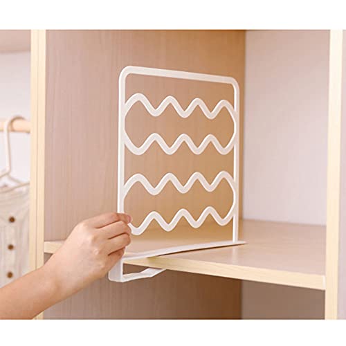RUIPBOTE Plastic Closet Shelf Organizer Divider, Wave Wire Shelves Separator for Clothes, Bookshelf, Shelves, Wardrobe Storage and Organization (White Wave, 4)