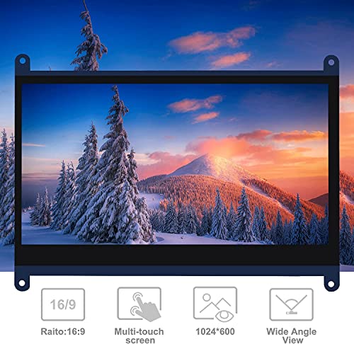 Raspberry Pi Screen 7 inch Monitor Raspberry Pi Display LCD 1024 * 600 Touchscreen Small Monitor for Raspberry Pi 4/3/2/Zero/B/B+ Win10/8/7 Raspbian Free Driver
