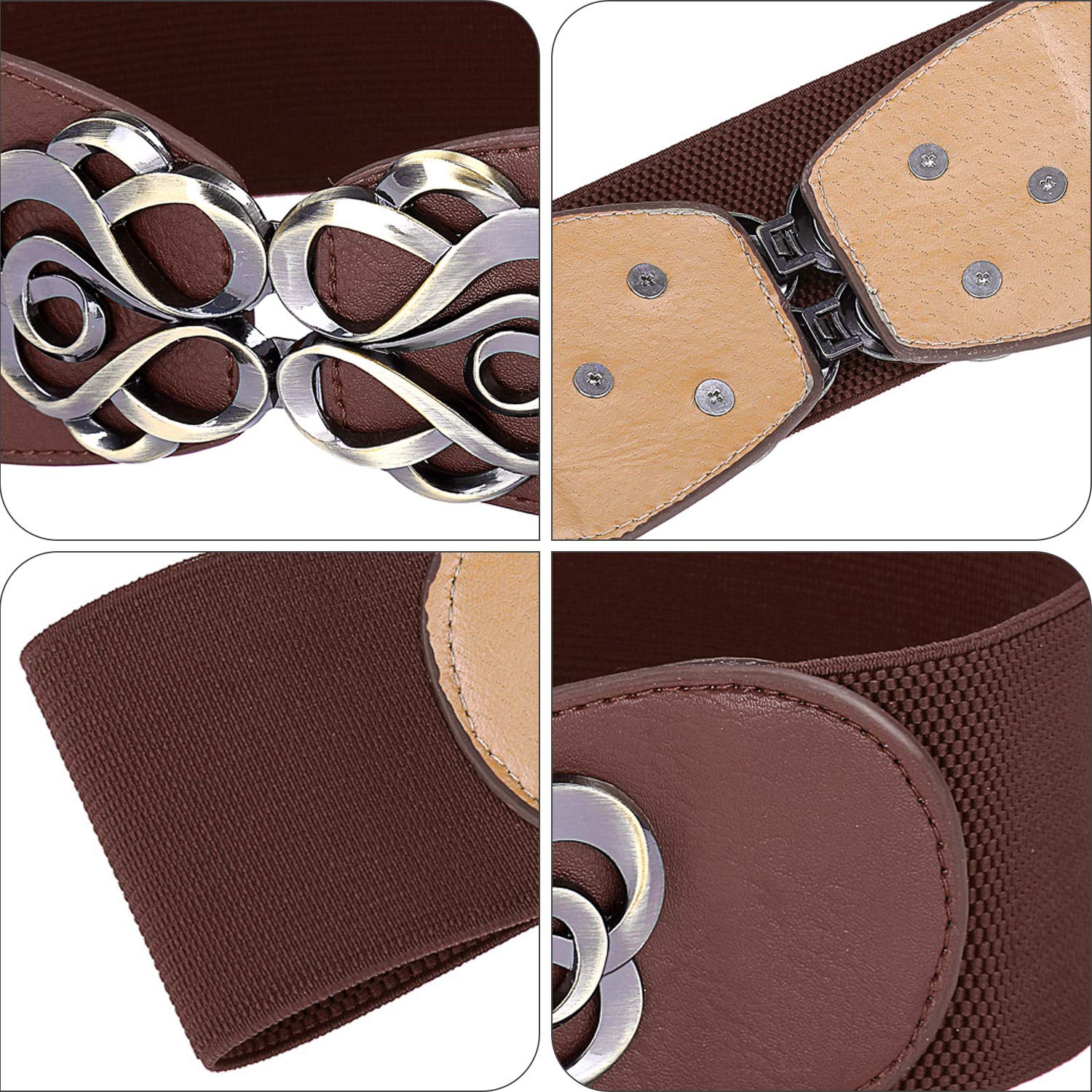 GRACE KARIN Stretchy Vintage Wide Waist Belt with Metal Buckle for Girl,Large, Grey
