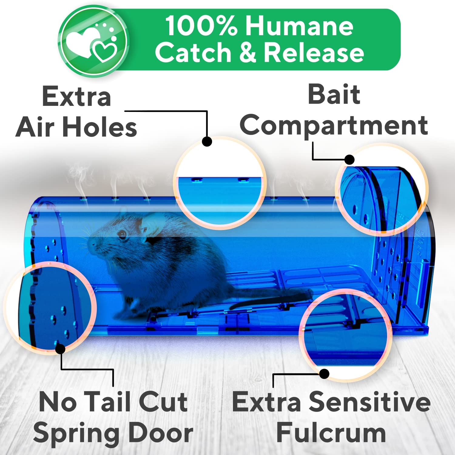 Humane Mouse Traps for Indoor, Home & Outdoor - Pack of 2 Reusable, Catch and Release Mouse Mice Traps - No Kill, Easy Set, Safe for Your Kids & Pets - Instantly Remove Unwanted Rodents from Your Home