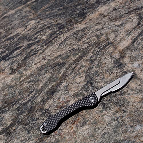 outROAR Gear Folding Scalpel Knife with Carbon Fiber Handle & 10 Replaceable Blades, Slip Joint Action, EDC Pocket Knife