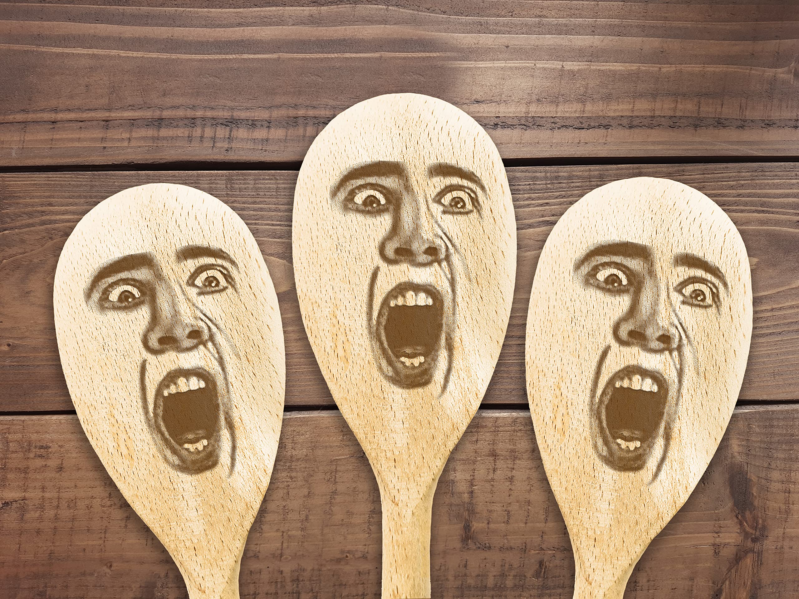 Nicolas Cage Features On Wooden Spoon Nic Cage Face On Things Gifts For Birthday Housewarming Gift Funny Meme Gag Prank Gift Chef Gift (1 Spoon)