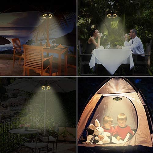 Patio Umbrella Light Warm White 3 Lighting Modes Cordless 24 LED Lights,4 AA Battery Operated Umbrella Pole Light for Patio Umbrellas Camping Tents or Outdoor Use