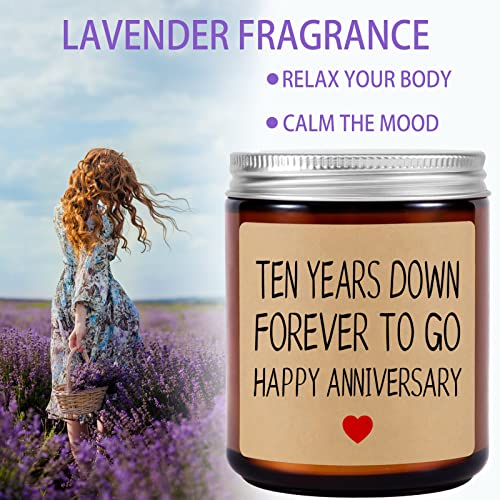 Scented Candle - 10 Years Anniversary Candle Gift for Couple, Happy 10th Anniversary Present for Him, Her, Husband, Wife, Wedding