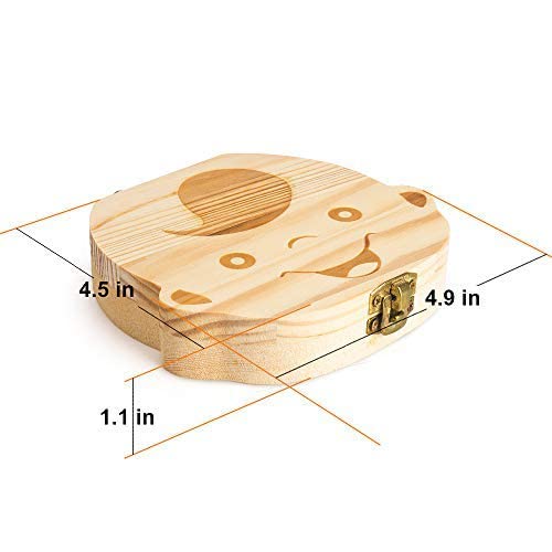 OMANI Tooth Box for Baby, First Tooth Fairy Keepsake Box, Wooden Teeth Box Tooth Saver, Teeth Storage for Lost Teeth Kids Gift (BOY)