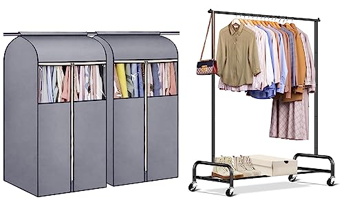 SLEEPING LAMB 54'' Hanging Garment Bags for Closet Storage and Heavy Duty Clothing Racks for Hanging Clothes