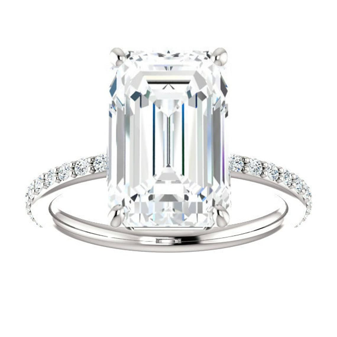 KAVYA JEWELS 6CT Emerald Cut VVS1 Colorless Moissanite Engagement Ring Wedding Band Gold Silver Eternity Solitaire Halo Vintage Antique Anniversary Diamond Engagement Ring Promise Gift For Her (5)