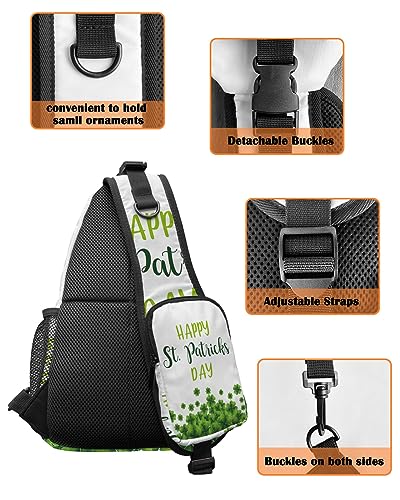 Sling Backpack, St.Patrick's Day Shamrocks Green Waterproof Lightweight Small Sling Bag, Travel Chest Bag Crossbody Shoulder Bag Hiking Daypack for Women Men