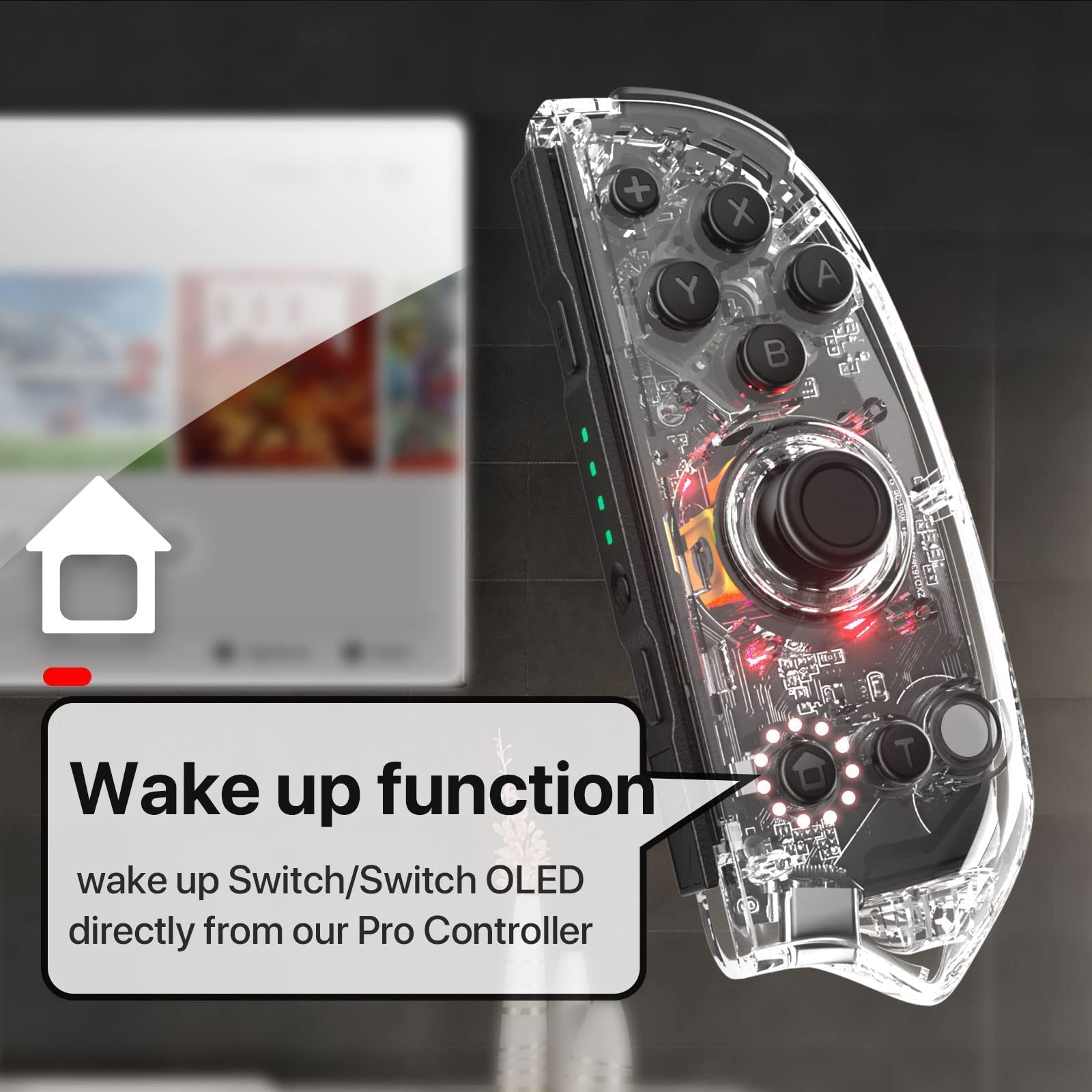 IINE Wireless Controller for Nintendo Switch/Switch OLED Replacement for Switch L/R Joypad with Turbo/Dual Vibration/Motion Control/Wake-up/RGB Backlight Functions